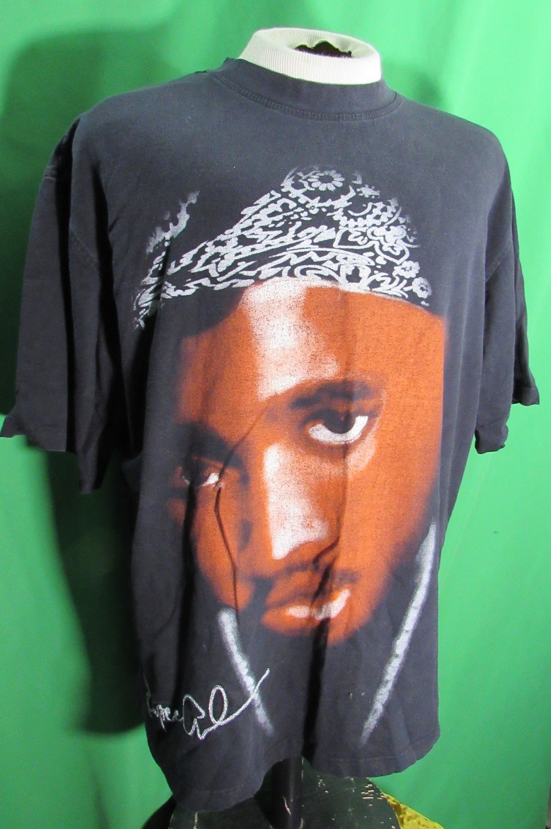Vintage Y2K Tupac Shakur Makaveli Tag Airbrush Portrait Embroidered ...
