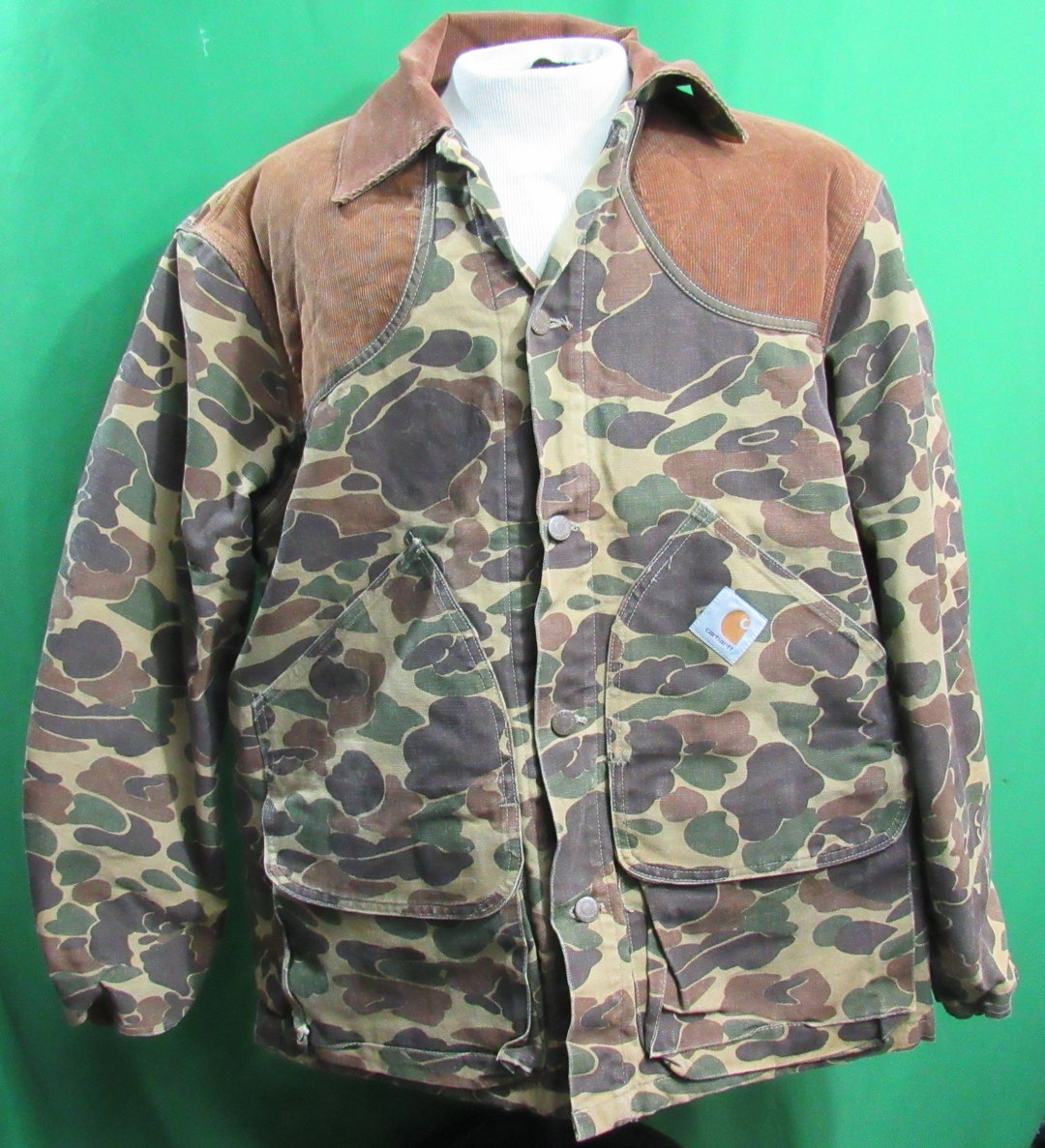 Vintage 80's Carhartt USA Camo Hunting / Shooting Canvas Quilt Lined ...