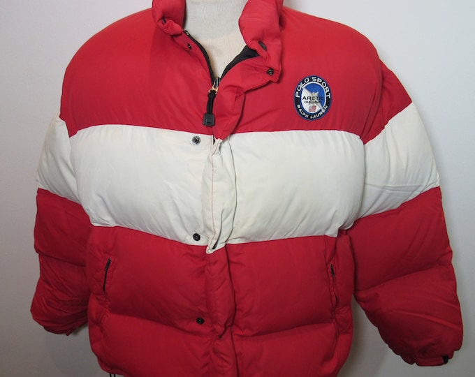 Vintage Polo Sport Arctic Challenge Red / White Goose Down Ski / Puffer ...