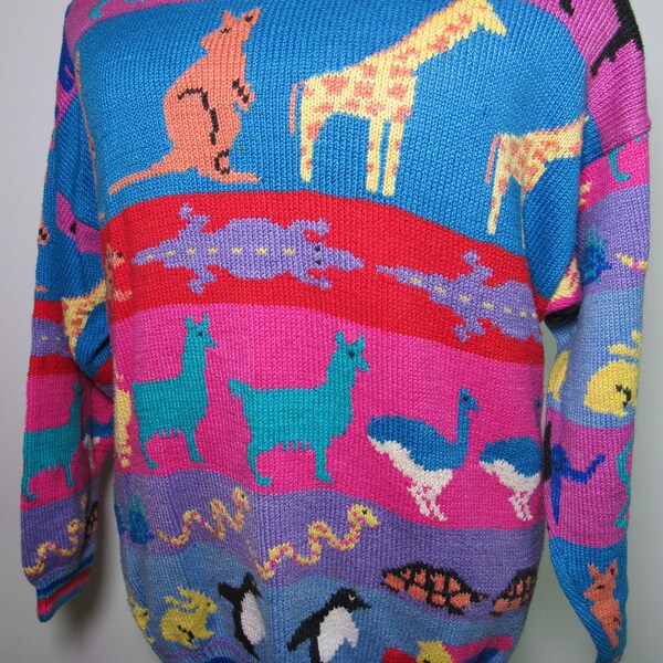 90s Colorful Sweater - Etsy