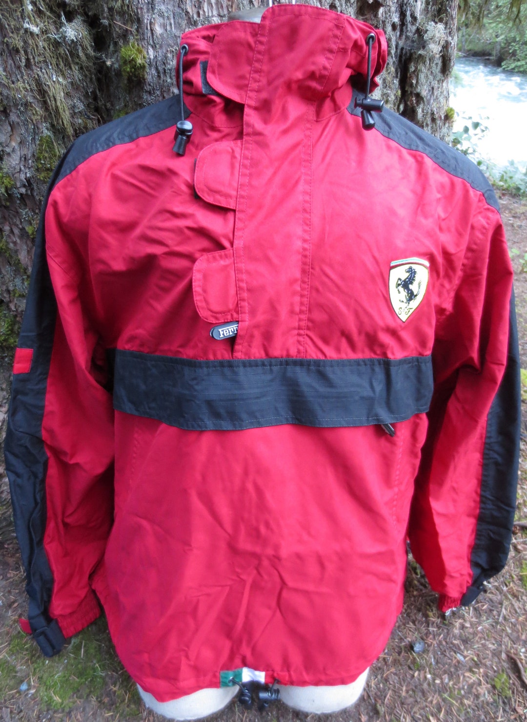 Official Red Ferrari Medium Weight Nylon Jacket / Coat Mens Size S ...