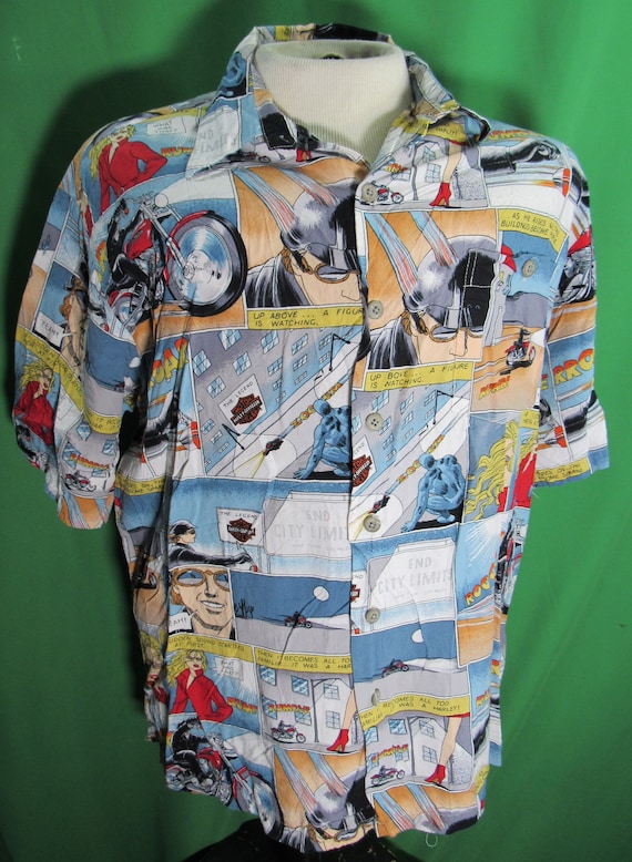 Vintage 90's / Y2K Harley Davidson Comic Panel Button… - Gem