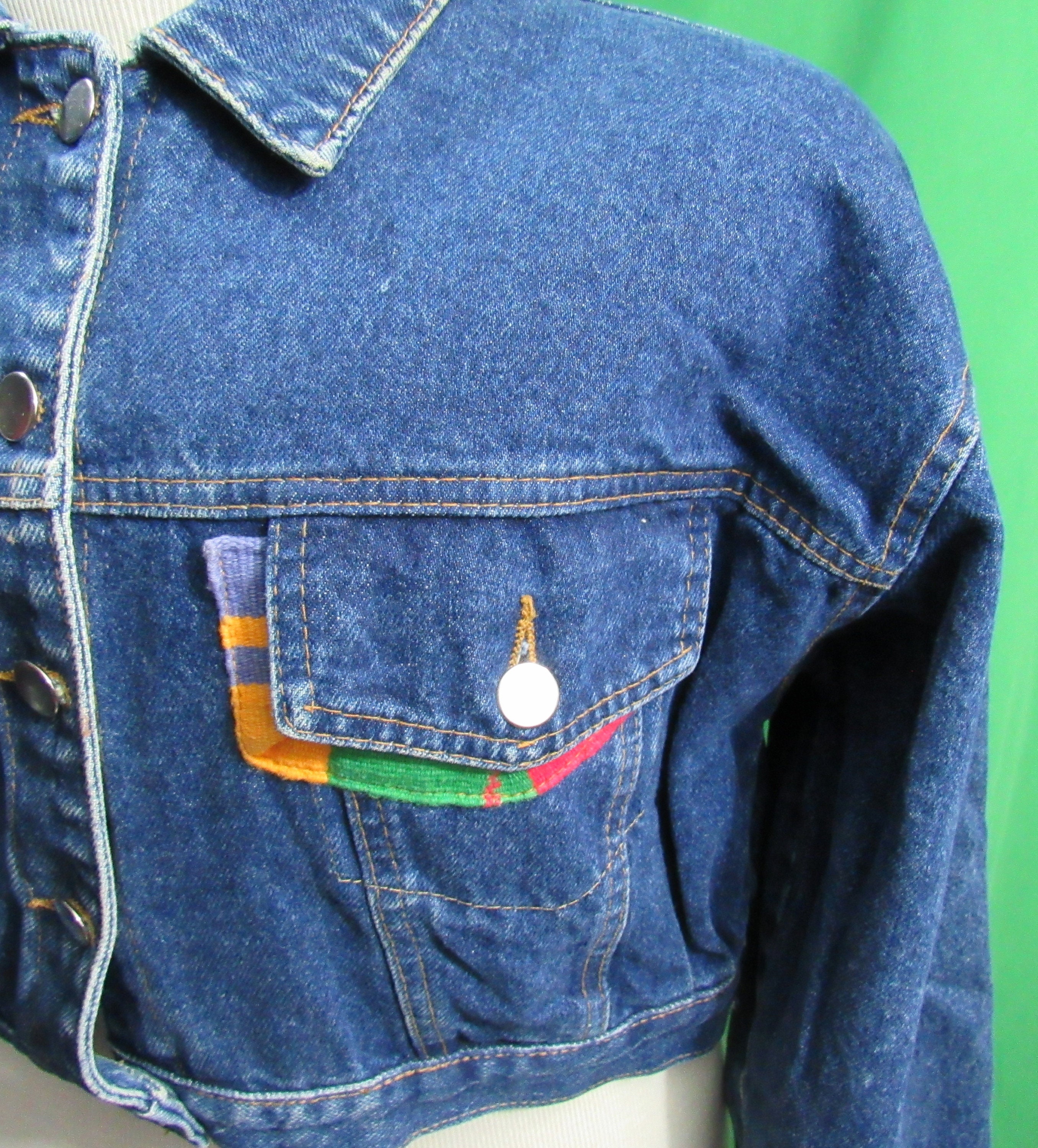 Vintage 80's Saroch Too Denim Low Cut Cropped Western Flair Jacket ...