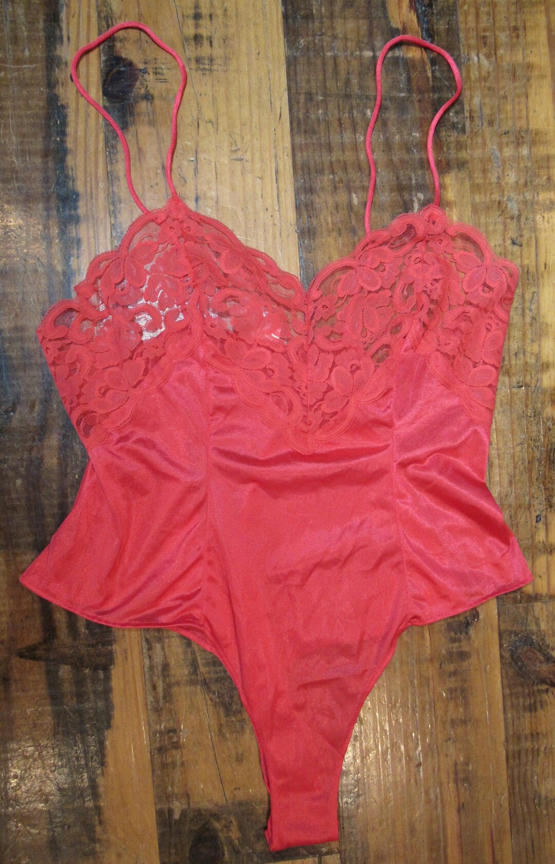 Vintage Red Floral Lace Teddy Lingerie by Undercover Wear Women's Size ...