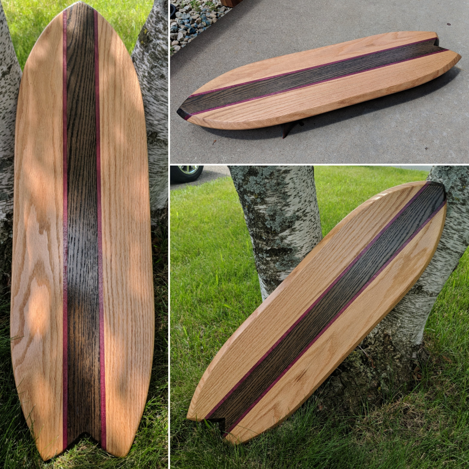 Hardwood "little Luau" Longboard (oak and Purpleheart) Handmade 28" X 8 ...