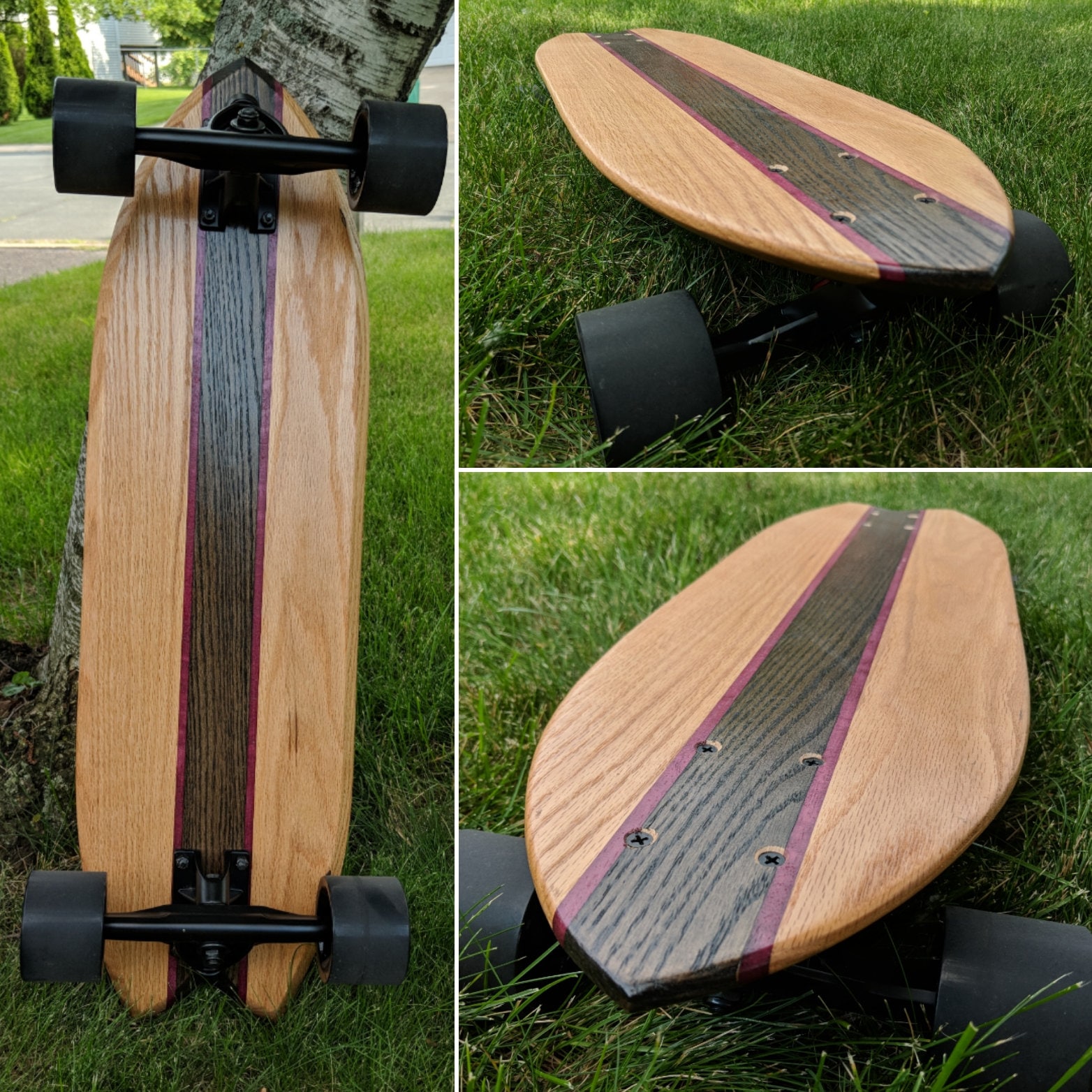 Hardwood "little Luau" Longboard (oak and Purpleheart) Handmade 28" X 8 ...