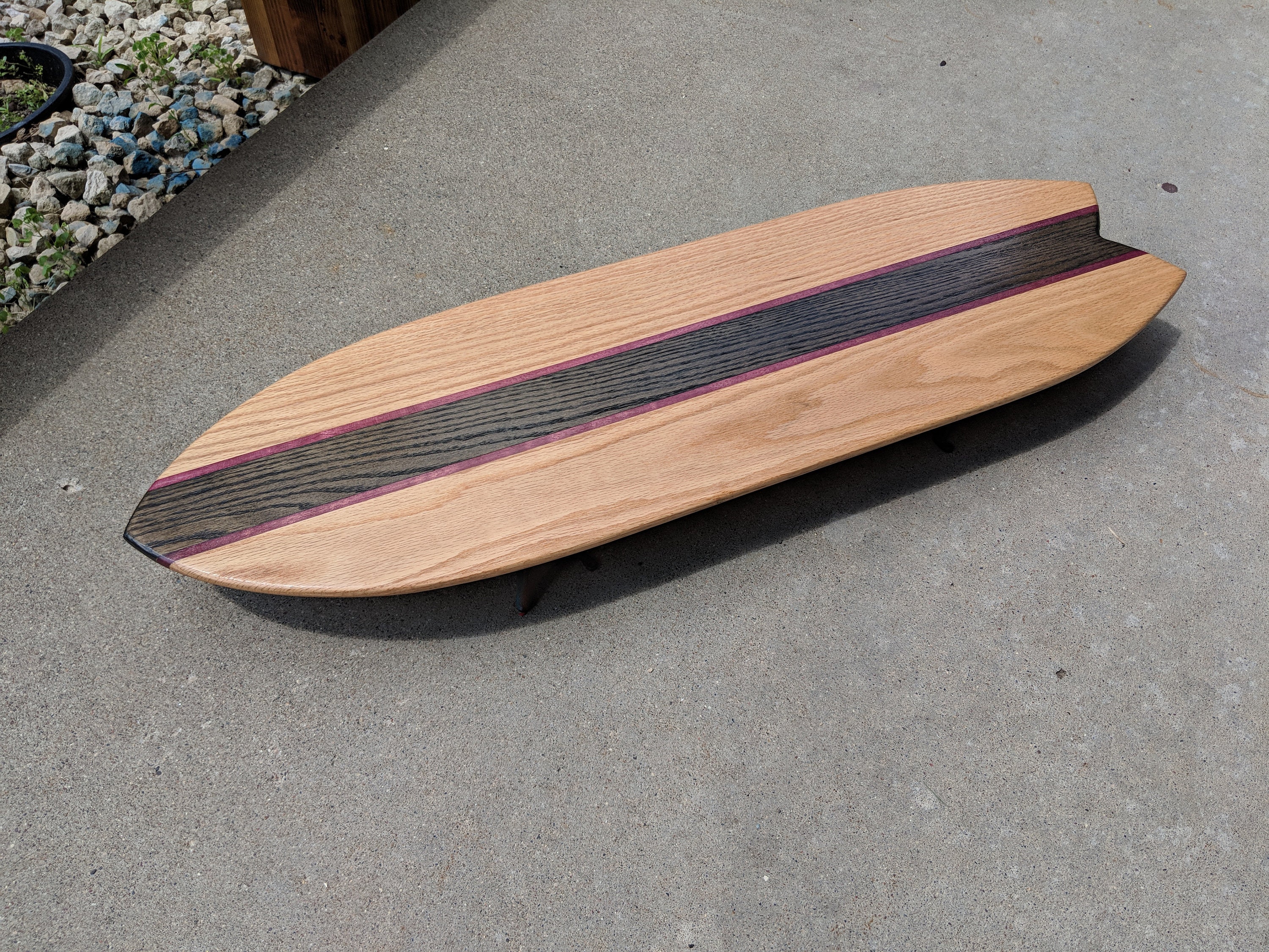 Hardwood "little Luau" Longboard (oak and Purpleheart) Handmade 28" X 8 ...