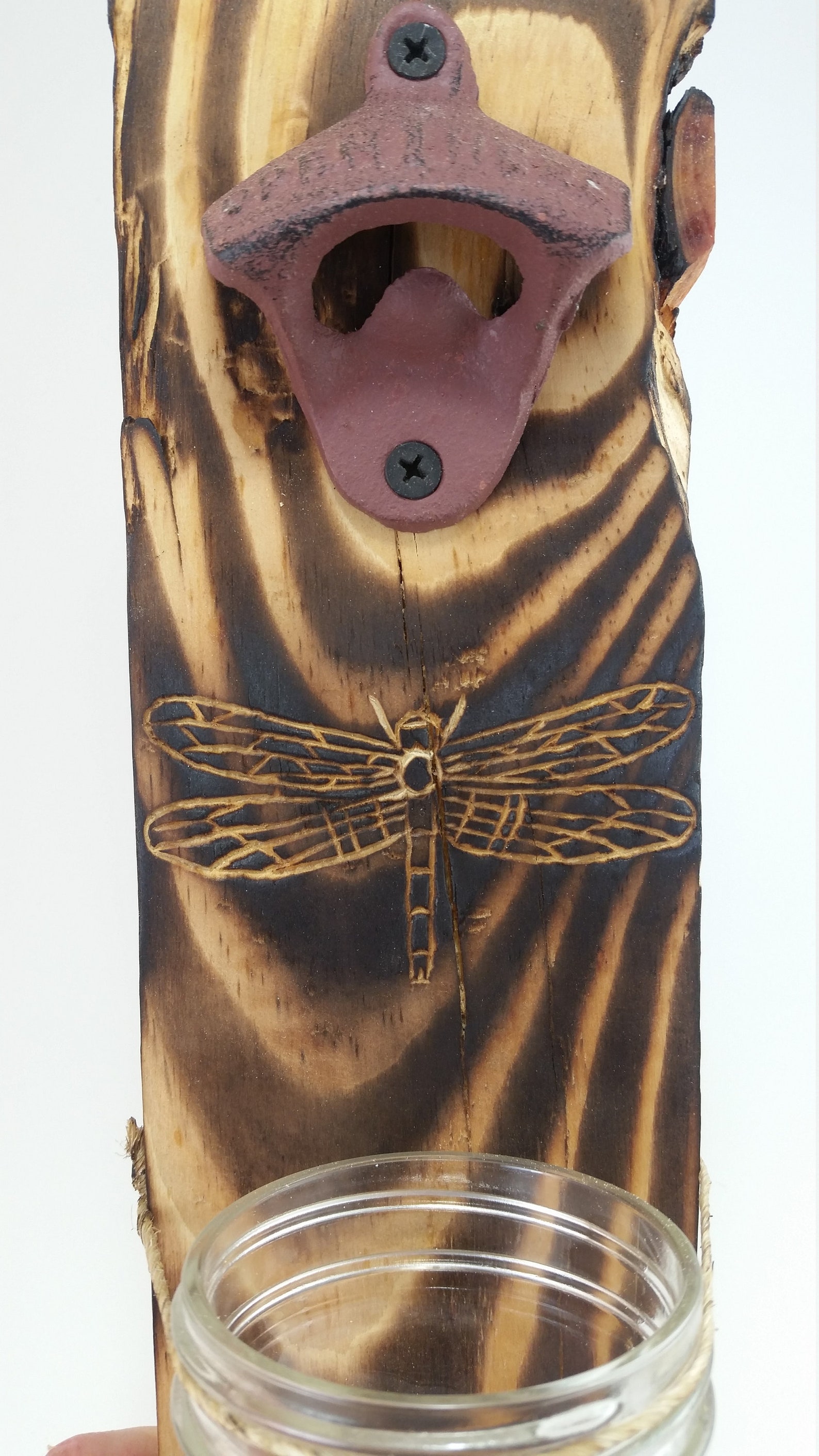 Hand-carved Rustic Bottle Openers W/mason Jar Catcher | Etsy