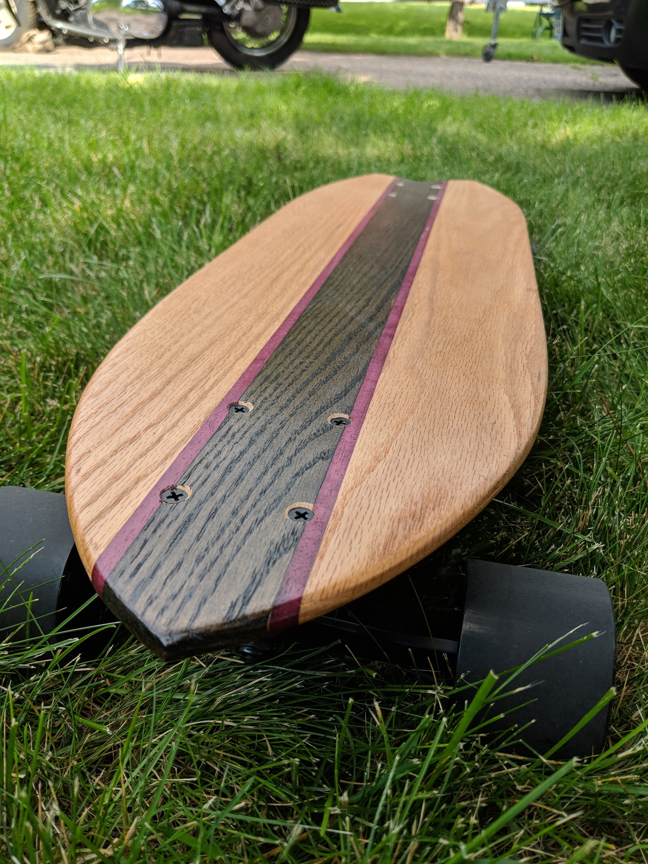 Hardwood "little Luau" Longboard (oak and Purpleheart) Handmade 28" X 8 ...
