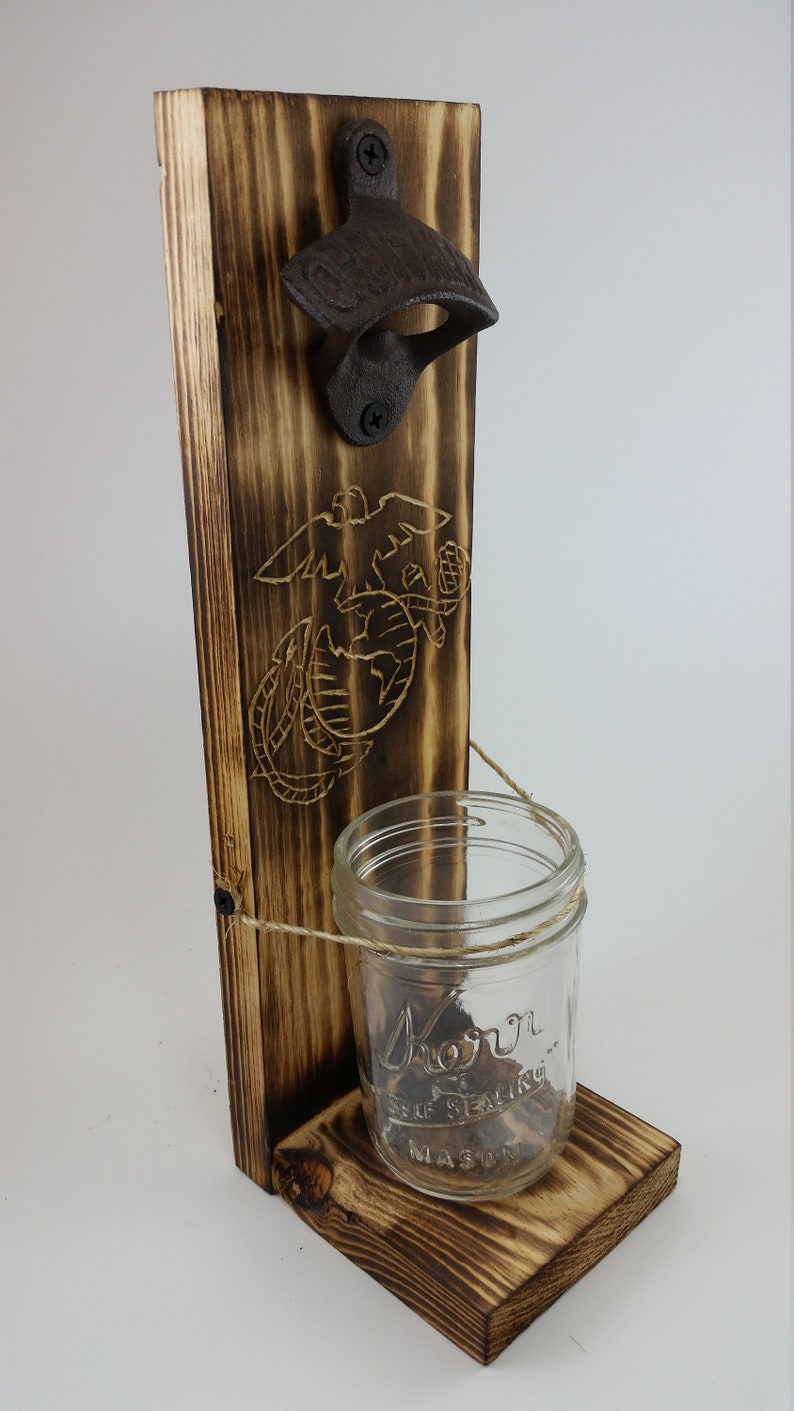 Hand-carved Rustic Bottle Openers W/mason Jar Catcher | Etsy