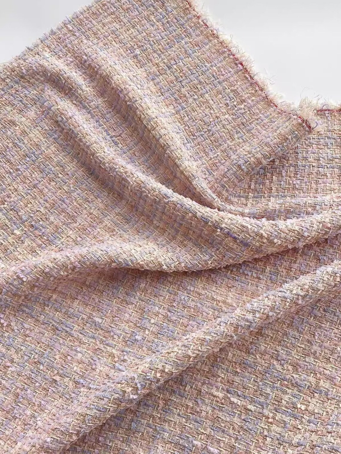 Tweed Fabric, Boucle Fabric, Woven Fabric, Pink Tweed Fabric, Coat ...