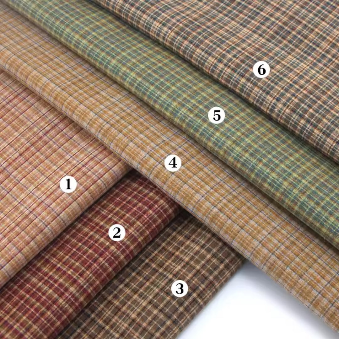 Vintage Gingham Check Plaid Fabric, Lightweight Cotton Fabric, Colorful ...