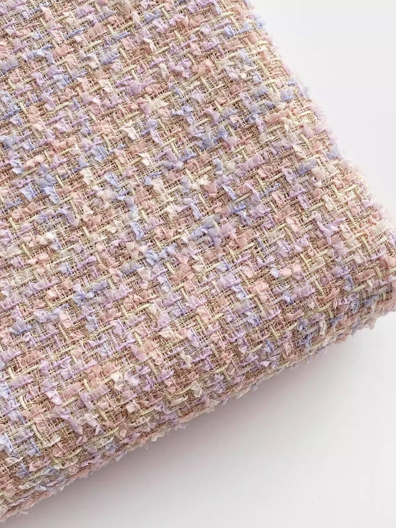 Tweed Fabric, Boucle Fabric, Woven Fabric, Pink Tweed Fabric, Coat ...