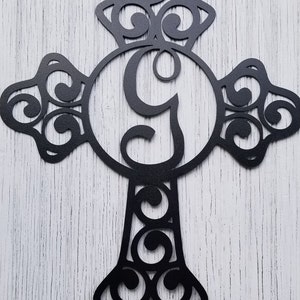 Personalized Metal Monogram Cross Front Door Hanger Sign Wall Art - Etsy