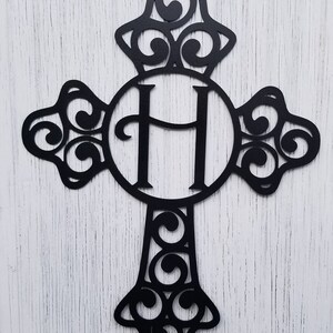 Personalized Metal Monogram Cross Front Door Hanger Sign Wall Art - Etsy