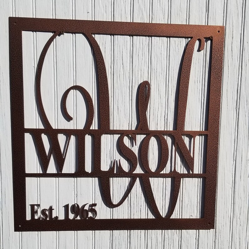 Personalized Metal Split Monogram Square Sign With Family Name - Etsy