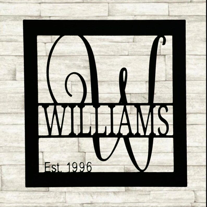 Personalized Metal Split Monogram Square Sign With Family Name - Etsy