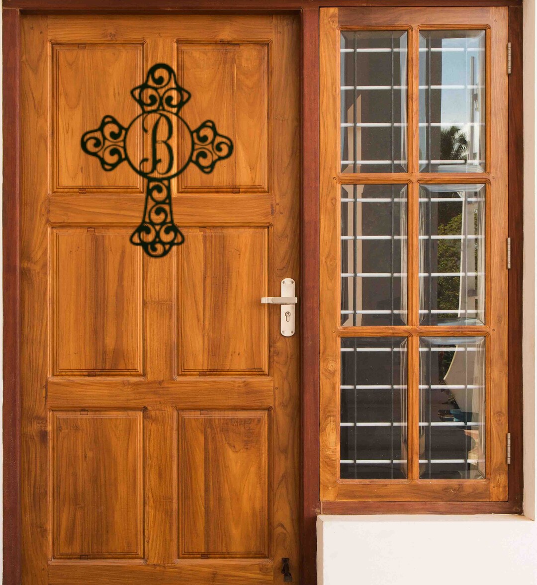 Personalized Metal Monogram Cross Front Door Hanger Sign Wall Art - Etsy