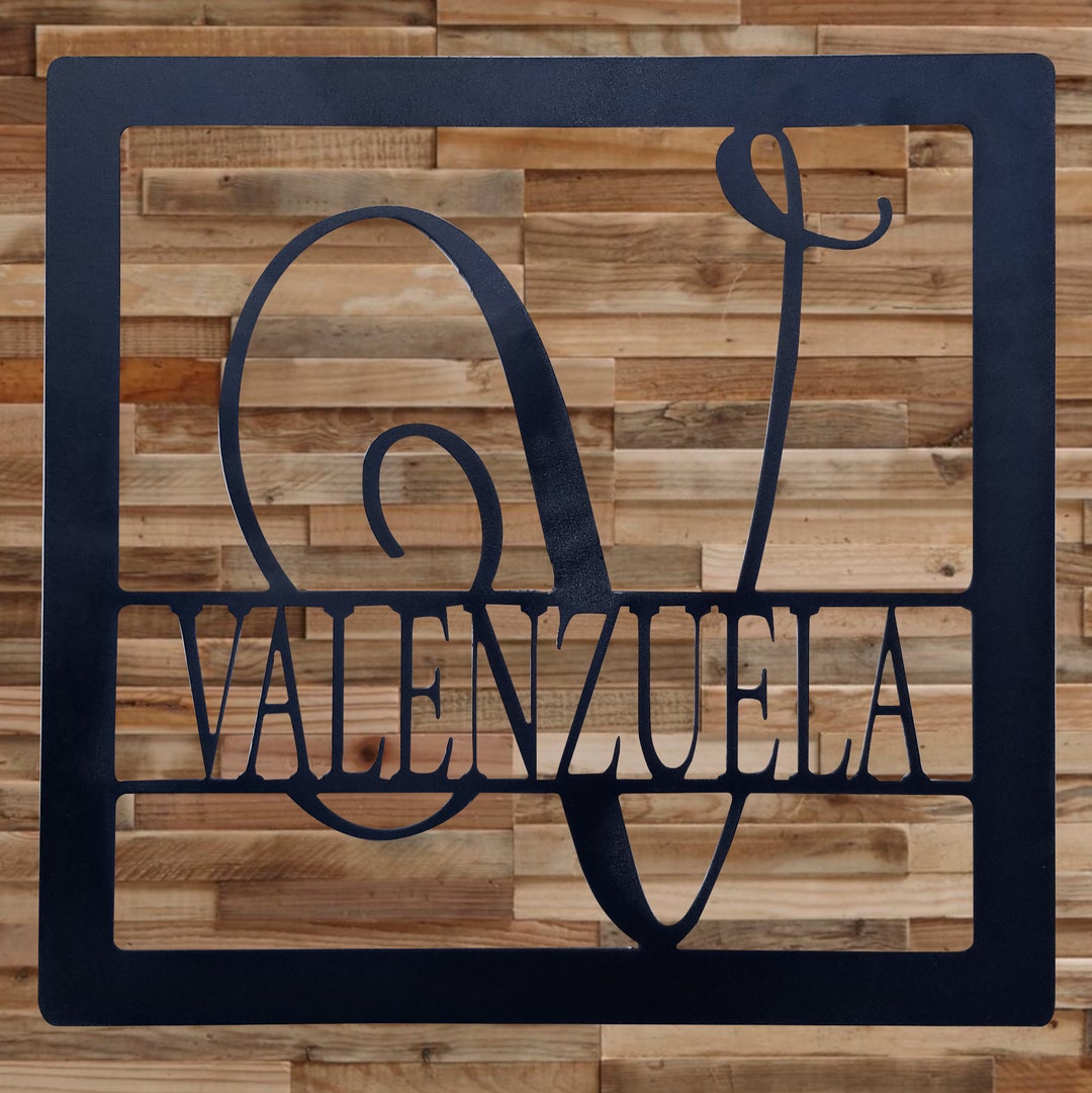 Personalized Metal Split Monogram Square Sign With Family Name - Wall ...