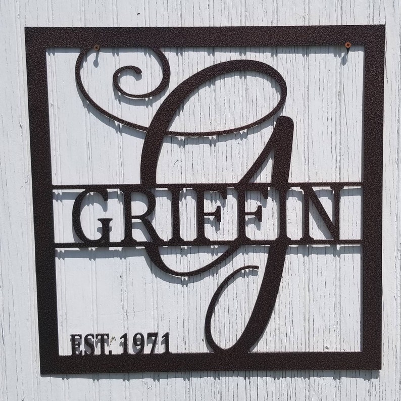 Personalized Metal Split Monogram Square Sign With Family Name | Etsy