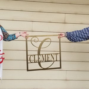 Personalized Metal Split Monogram Square Sign With Family Name - Wall ...