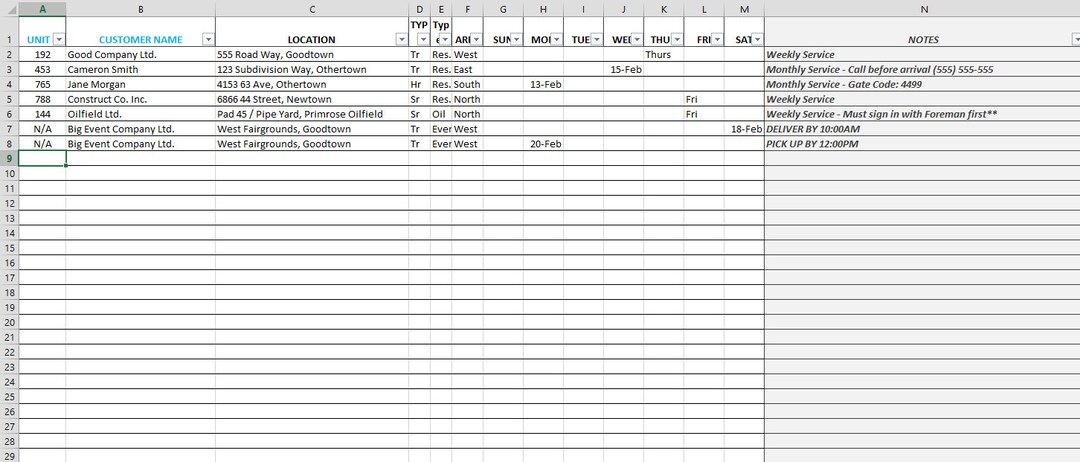 Service Tracker / Dispatch Sheet / Rental Tracker / Service Schedule - Etsy