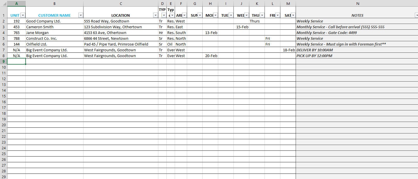 Service Tracker / Dispatch Sheet / Rental Tracker / Service Schedule - Etsy