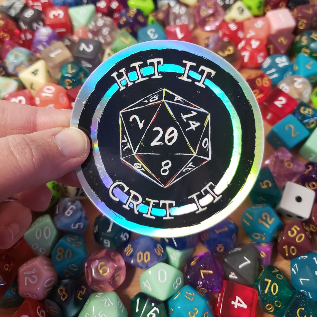 Hit It Crit It Natural 20 Holographic D&D Tabletop TTRPG D20 Sticker ...