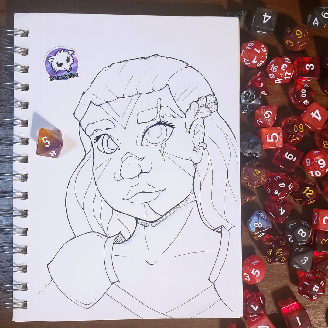 Character Commission Dnd Pathfinder TTRPG Player Pen Black and White or ...