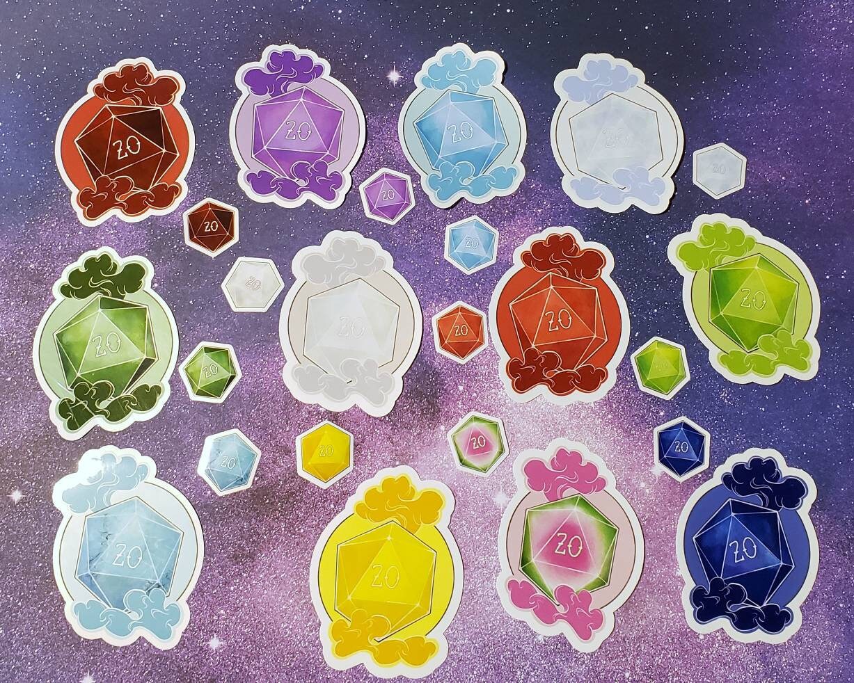 Birthstone D20 Sticker MTG Sticker D&D Tabletop D20 - Etsy