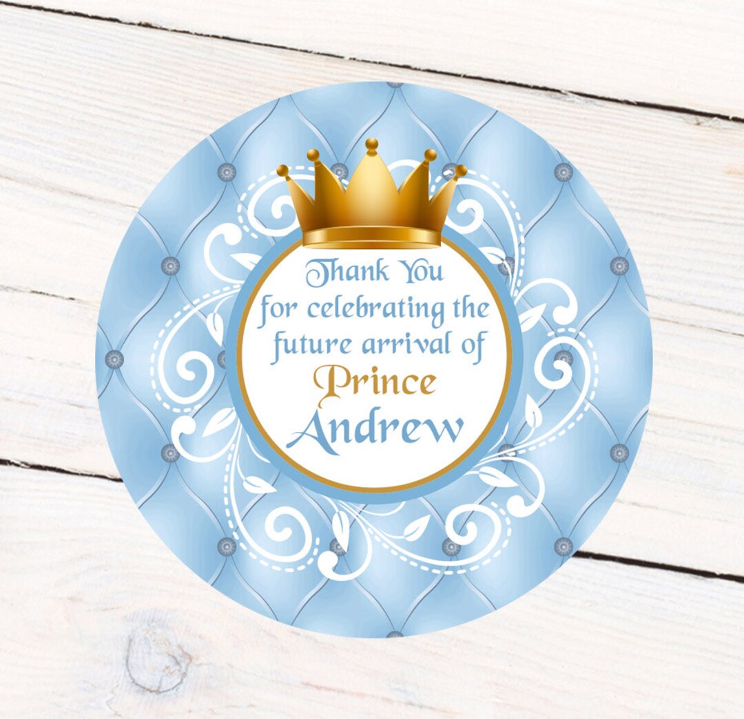 Little Prince Baby Shower Personalized Favor Sticker Birthday Prince ...