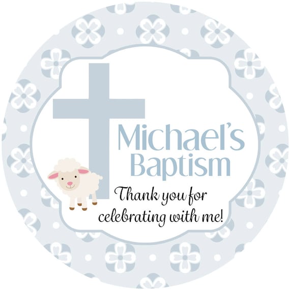 Baptism Personalized Favor Sticker Christening Label Cross | Etsy
