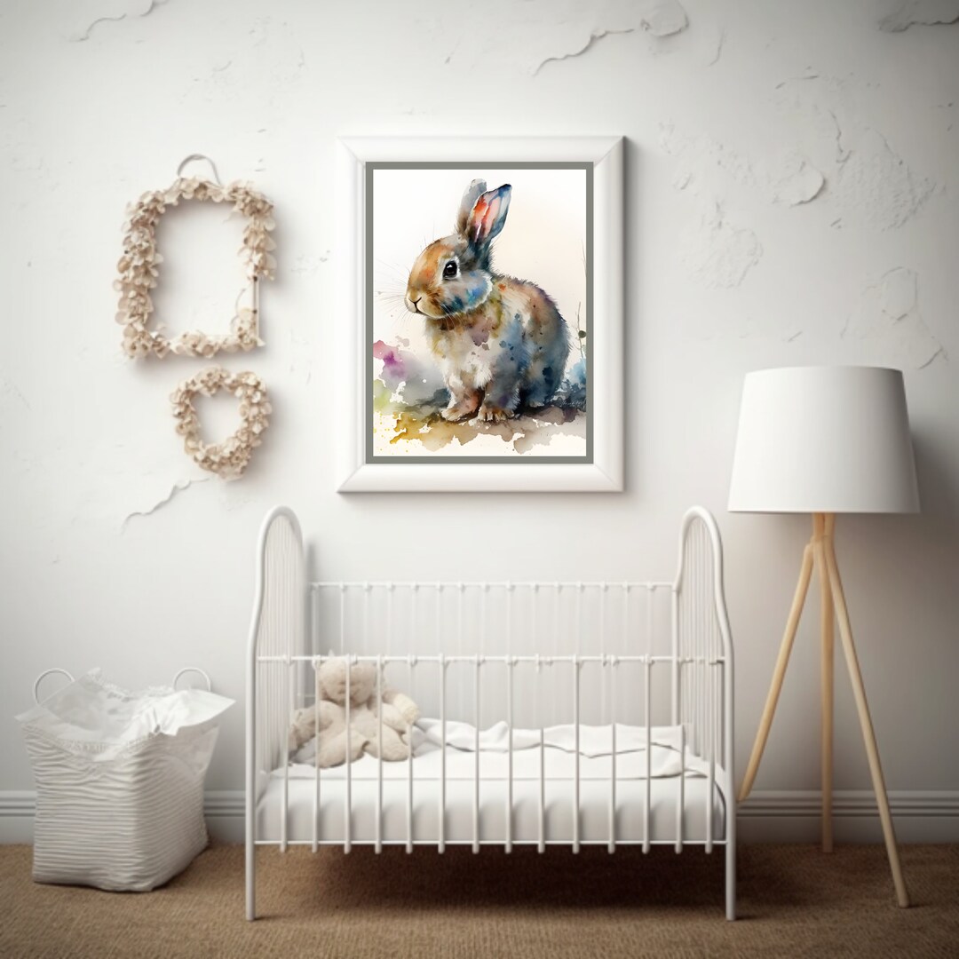 Watercolor Bunny Printable Wall Art for Nursery Instant Digital ...