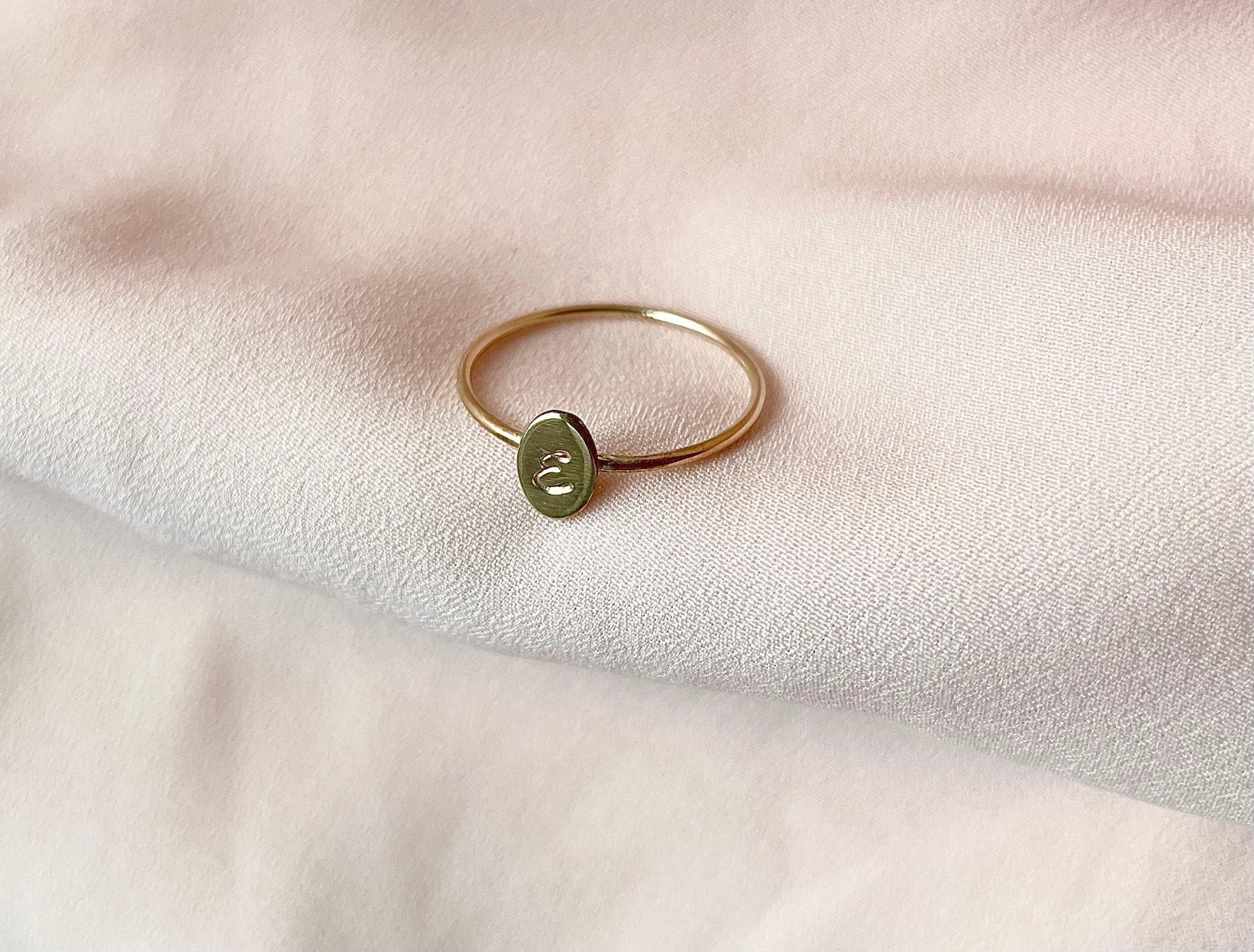 Tiny Oval Initial Ring - Etsy