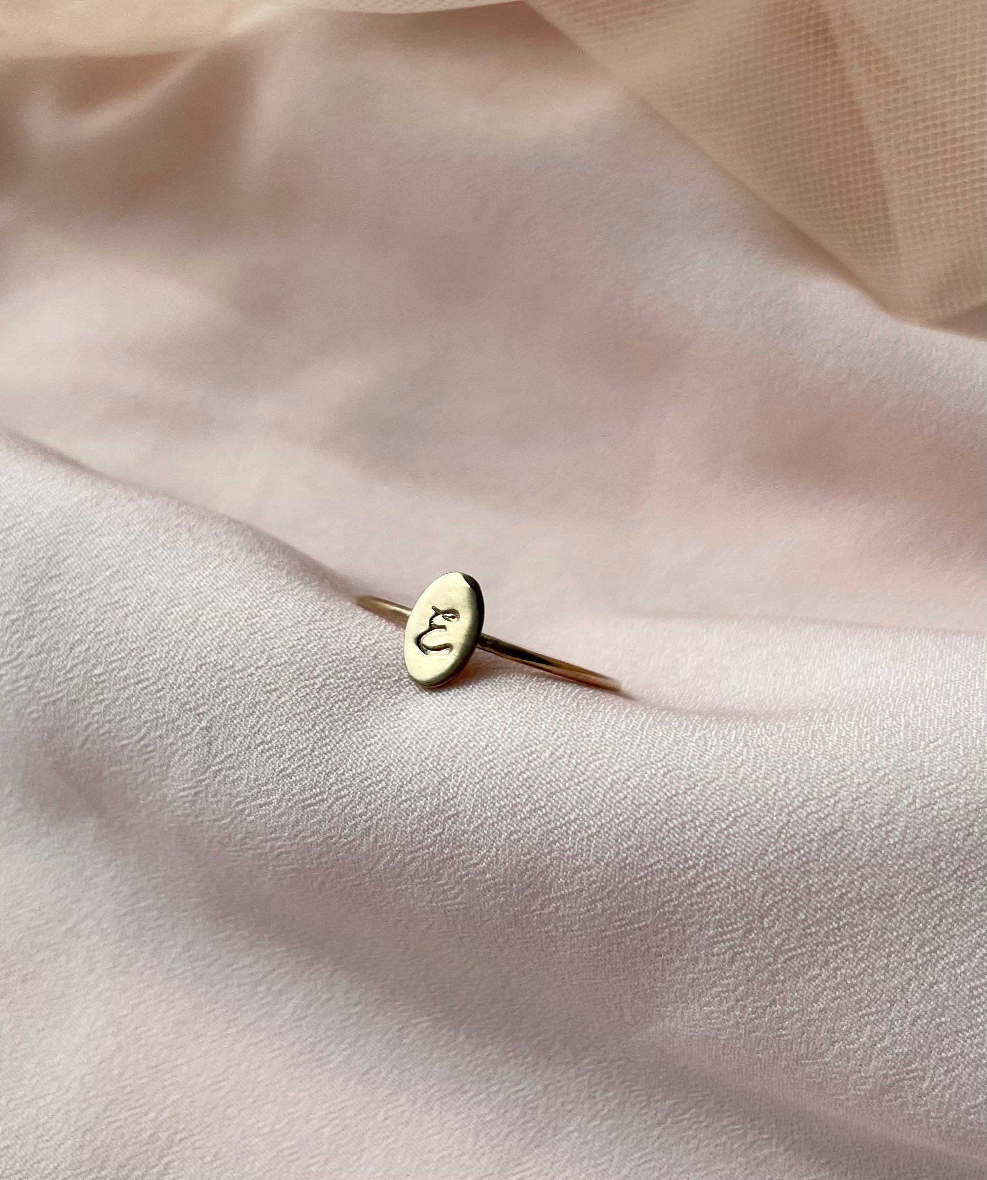 Tiny Oval Initial Ring - Etsy