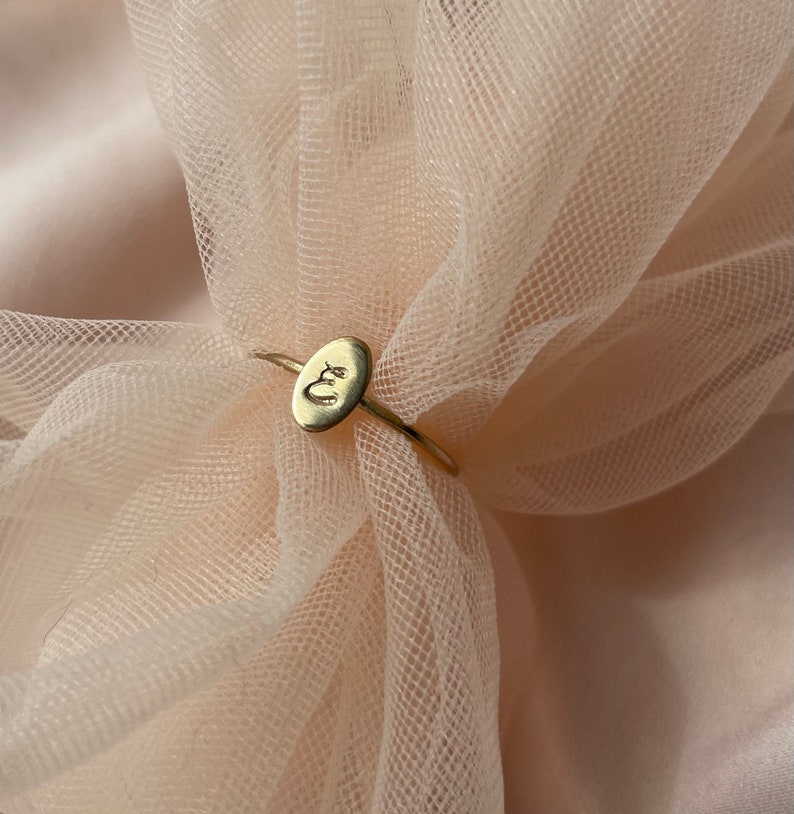 Tiny Oval Initial Ring - Etsy
