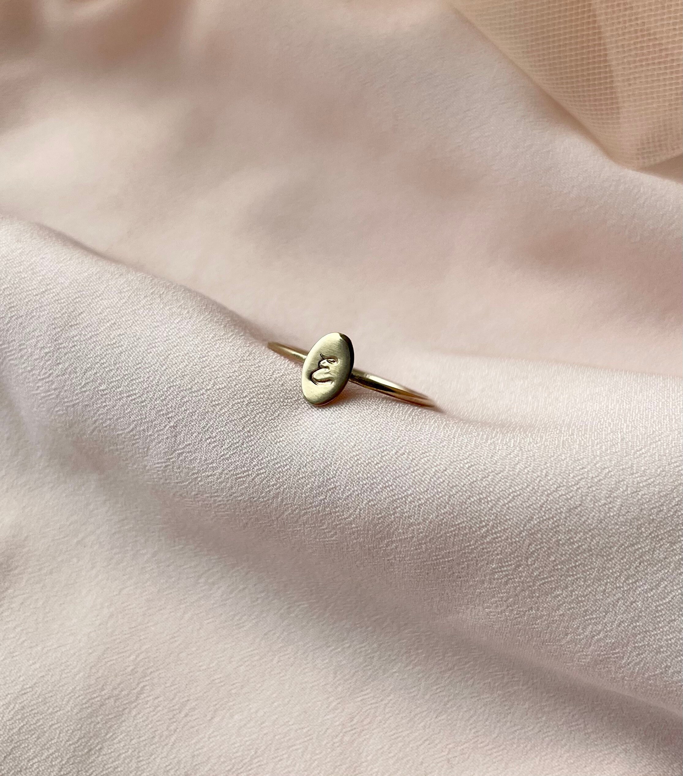 Tiny Oval Initial Ring - Etsy