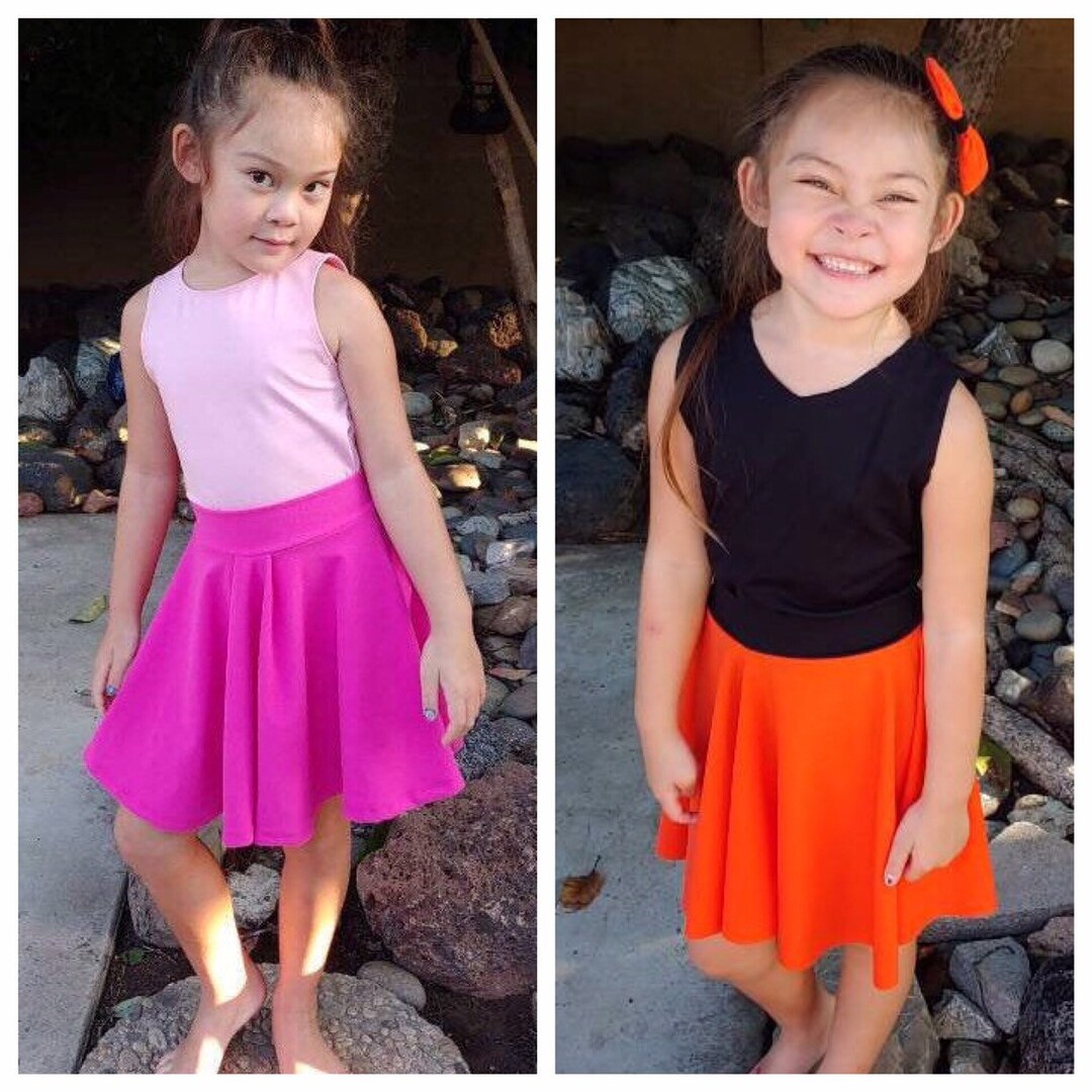20 Colors Girls Two Tone Skater Dress Any Color Combo - Etsy