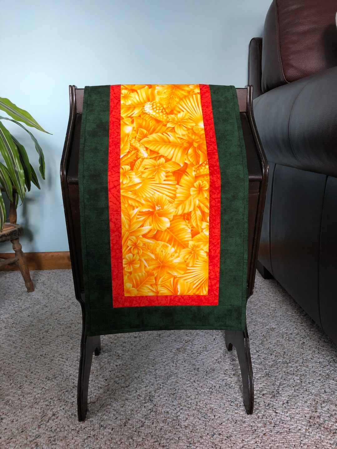 Tropical Table Runner, Lemon Yellow Table Runner, Green Table Runner ...