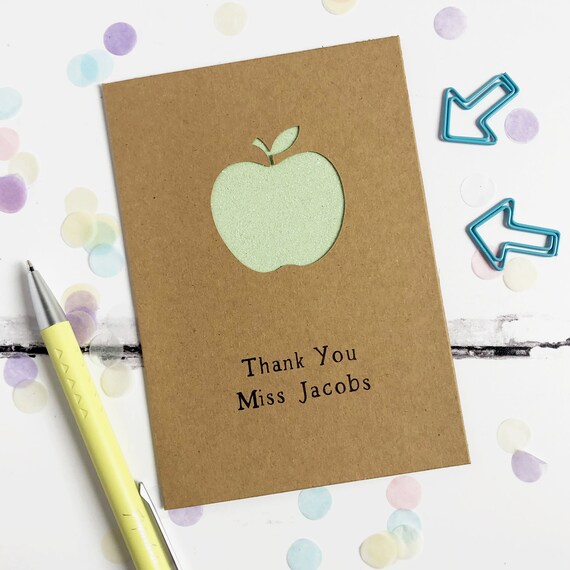 Personalised Thank You Teacher Apple Glitter Cut-out Card - Etsy
