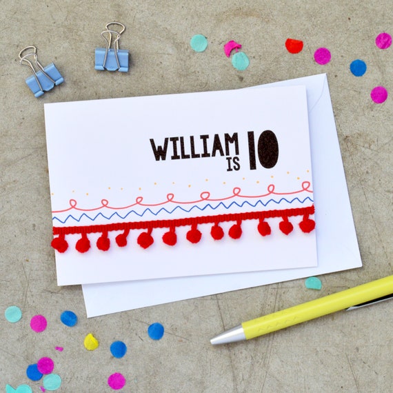 Personalised Age Pom Pom Card for Kids - Etsy
