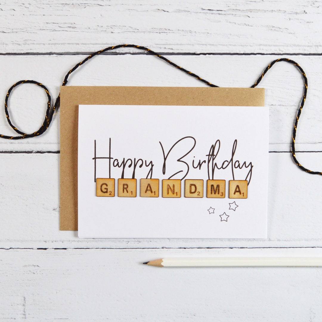 Happy Birthday Grandma Wooden Tiles Card - Etsy