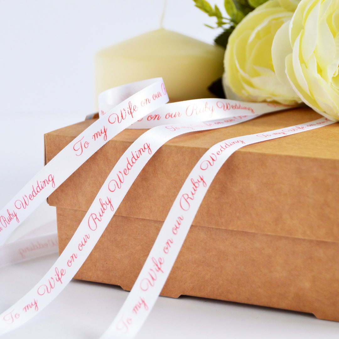 Anniversary 10mm Personalised Printed Ribbon - Satin Anniversary Ribbon ...