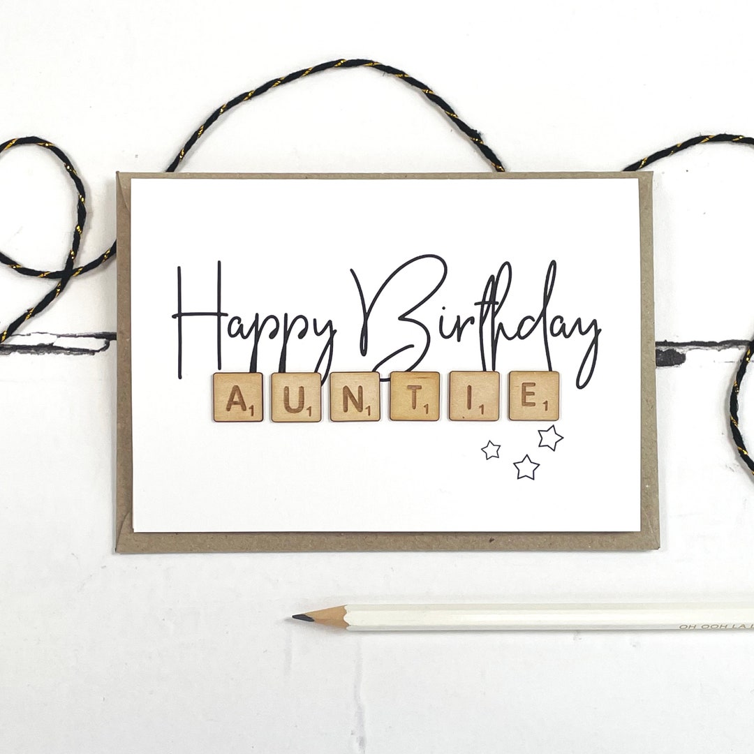 Happy Birthday Auntie Wooden Tiles Card - Etsy