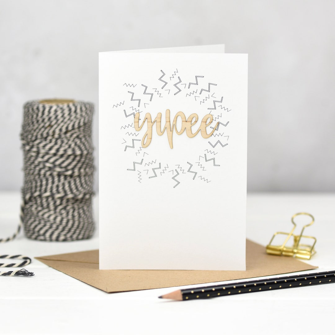 Yipee Wooden Words Card - Etsy
