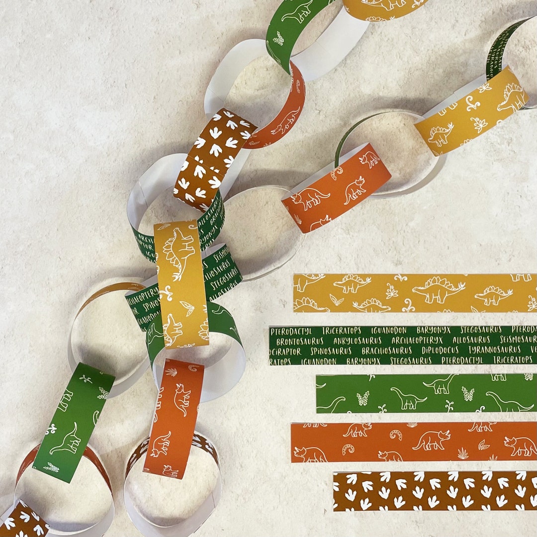 Dinosaur Paper Chain Kit Birthday Party Decorations Kid's Craft ...
