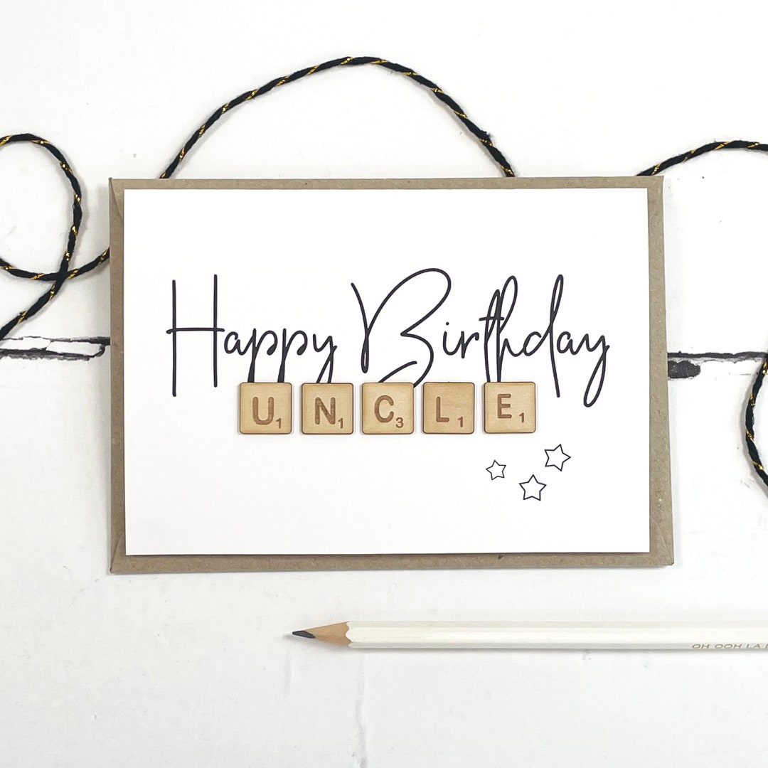 Happy Birthday Uncle Wooden Tiles Card - Etsy