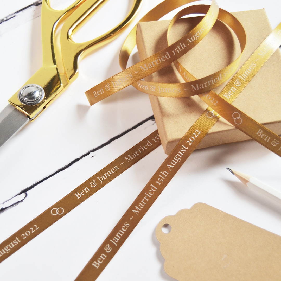 Wedding 10mm Personalised Printed Ribbon - Wedding Gift Wrap - Wedding ...