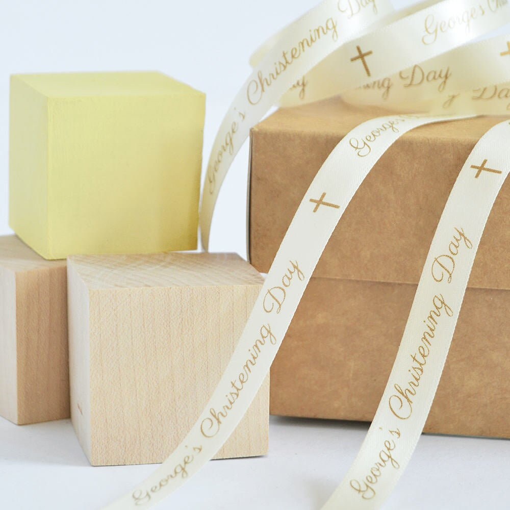 Christening 10mm Personalised Printed Ribbon - Christening Gift Wrap ...