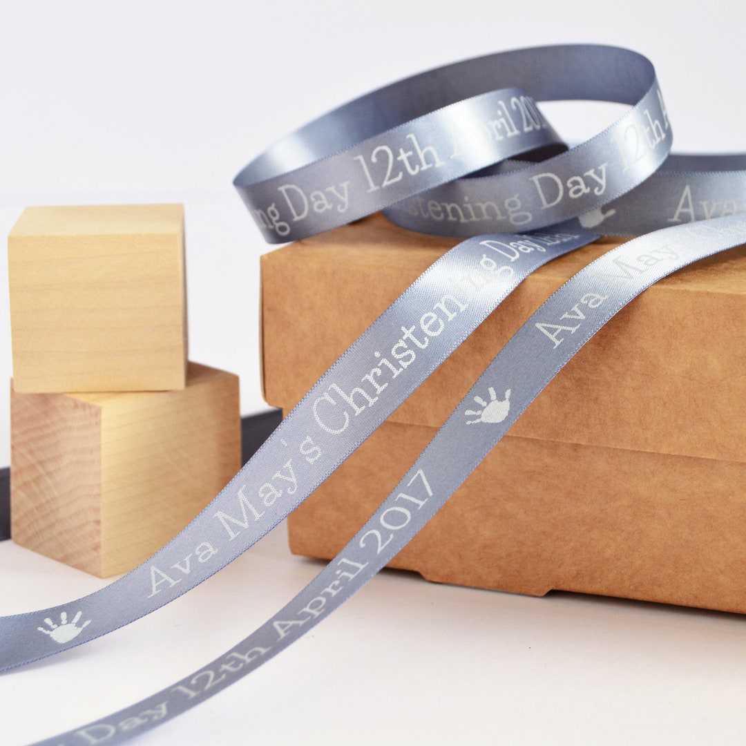 Christening 15mm Personalised Printed Ribbon - Christening Gift Wrap ...